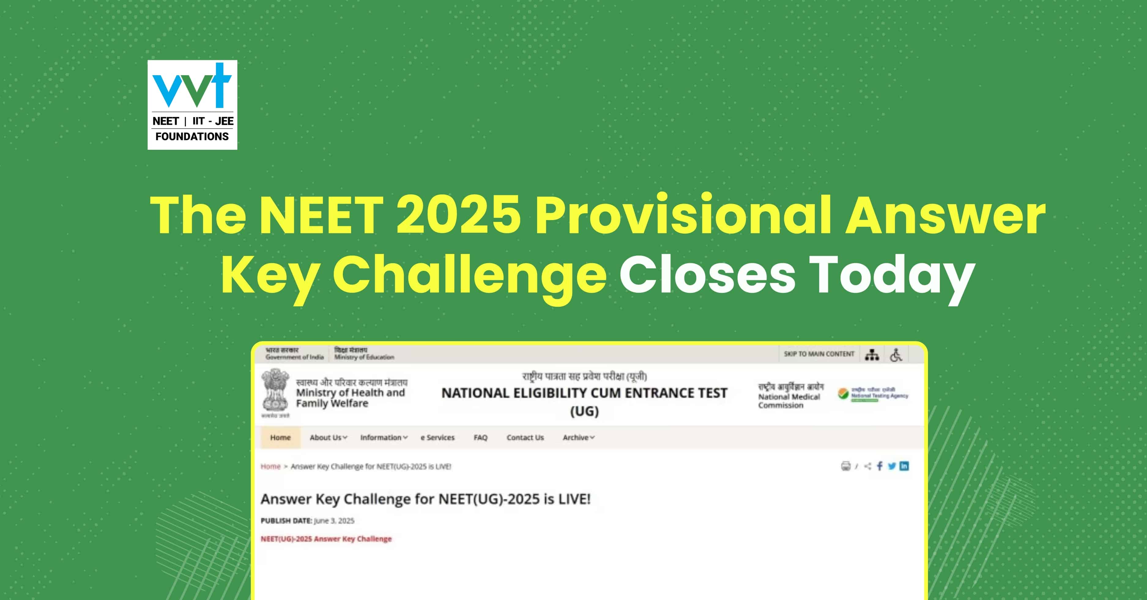NEET 2025 Answer Key Challenge Closes Tonight